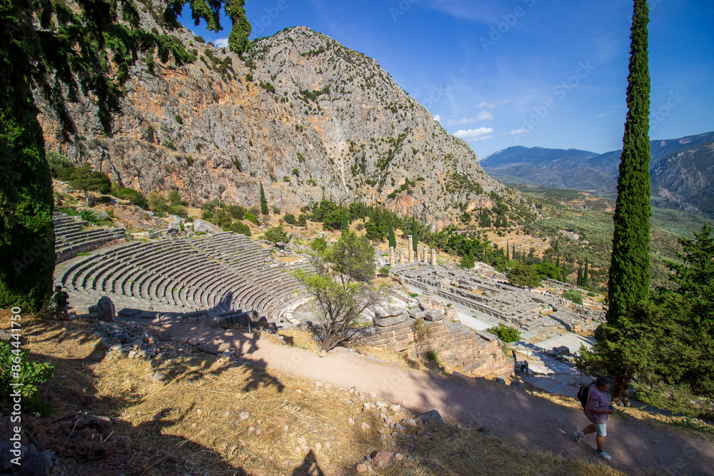 Ancient amphitheater of Delphi. Famous Archaeological site in Greece ...