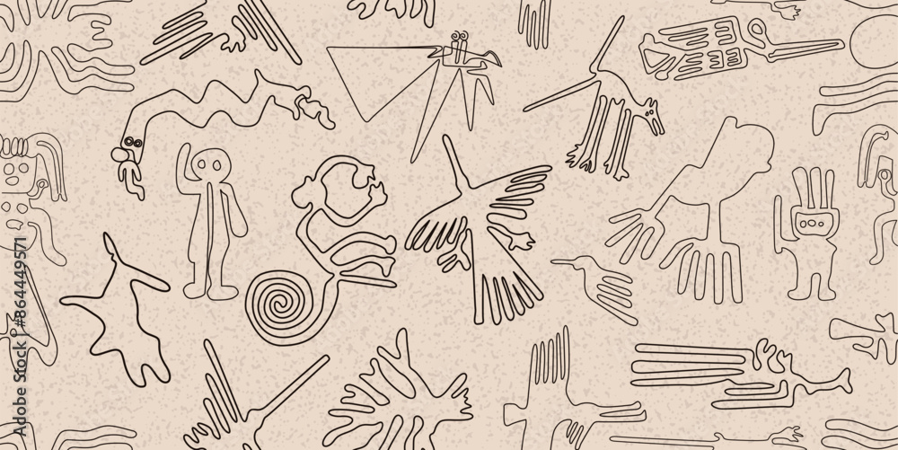 amazing world famous peruvian ancient indigenous nazca brown lines ...