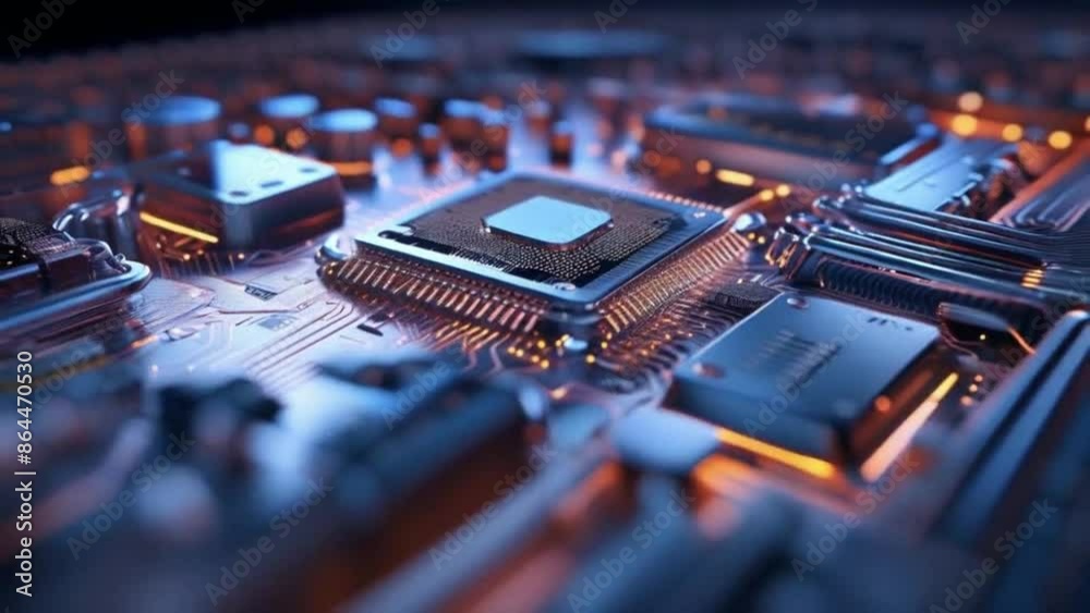 Highly detailed technology texture, AI supercomputer Chrome, insane ...