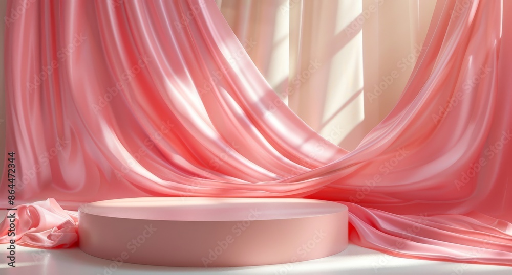 Empty catwalk, platform, stage, pedestal, podium on a background of ...