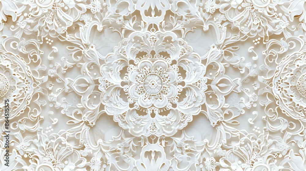 White and beige floral and geometric seamless pattern. Can be used for ...