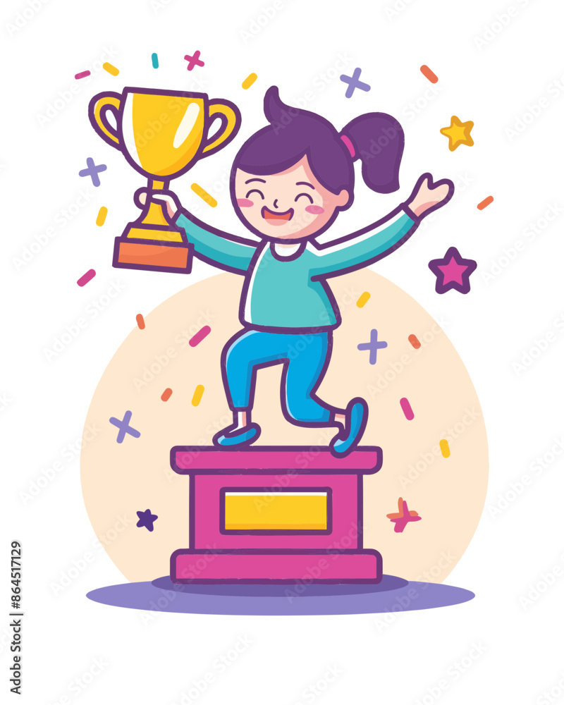 girl student extremely happy celebrating graduation with gold ...