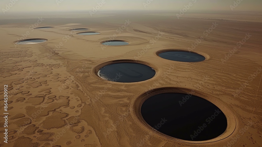 Amazing satellite image of a desert oasis. The oasis is a series of ...