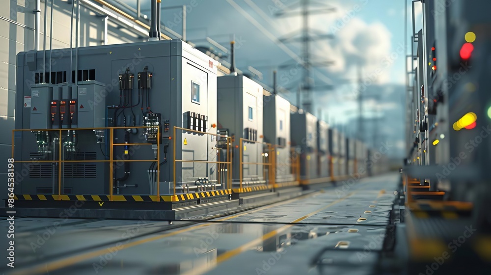high quality Raytracing render of an energy storage system at a ...