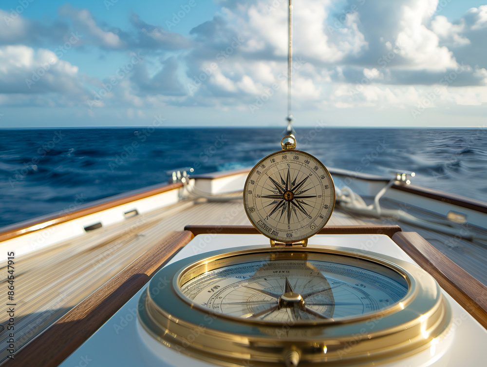 Gyro compass on an expensive yacht close up yacht navigation equipment ...