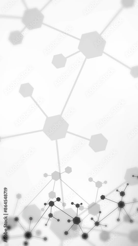 Hexagonal molecular structure. Abstract white background with grey ...