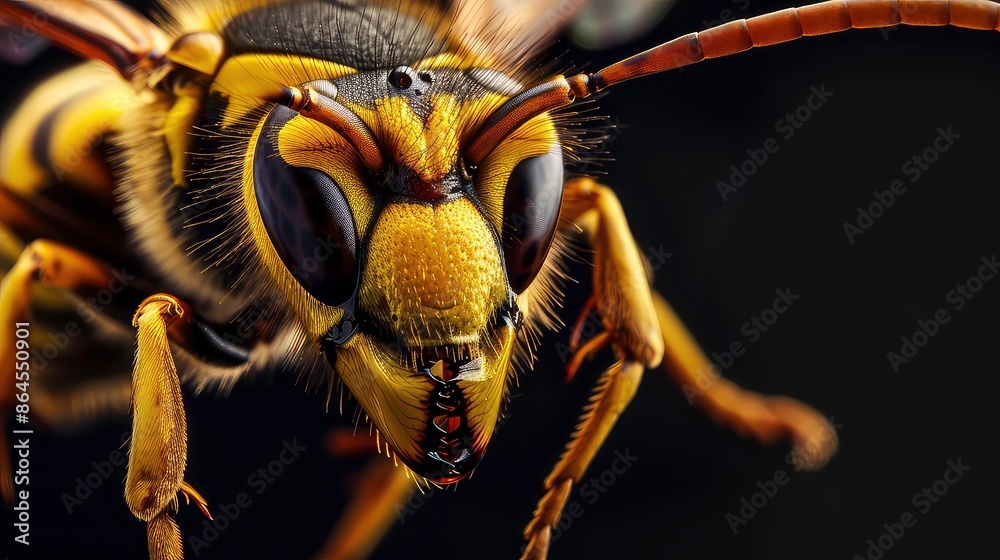 hornet also known white asian yellow vespa velutina wasp closeup power ...