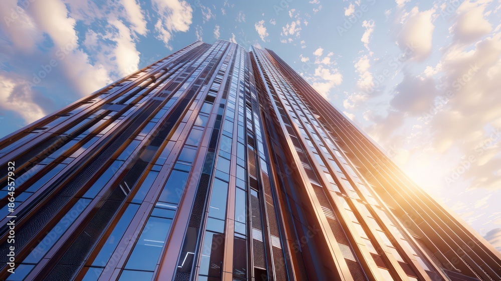 high-rise with a double-skin facade of aluminum siding, enhancing ...