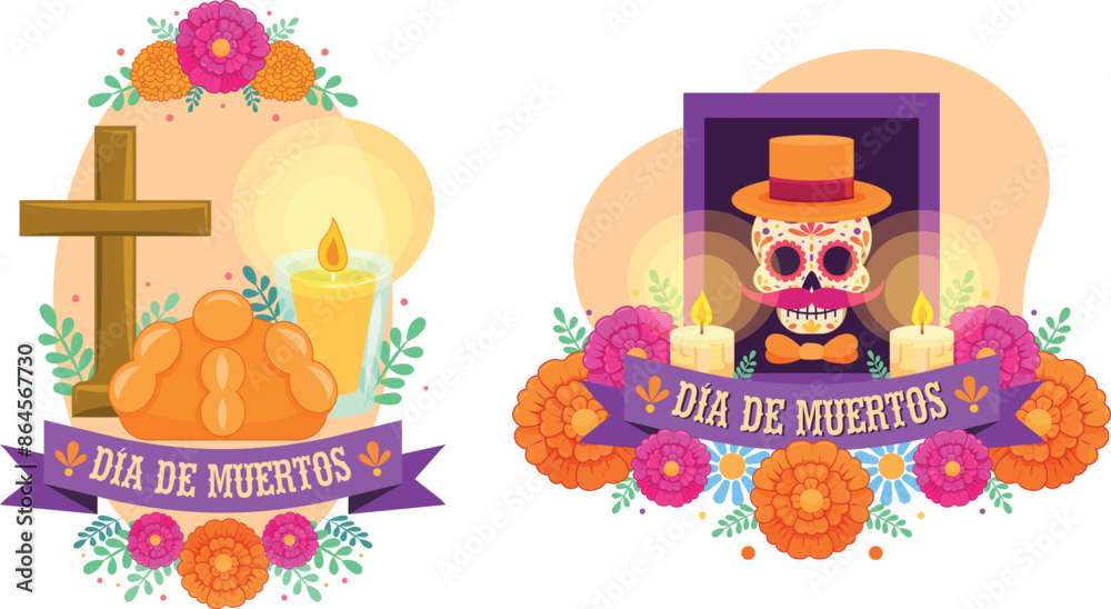 Día de muertos, clip art altar de muertos con pan de muerto ...