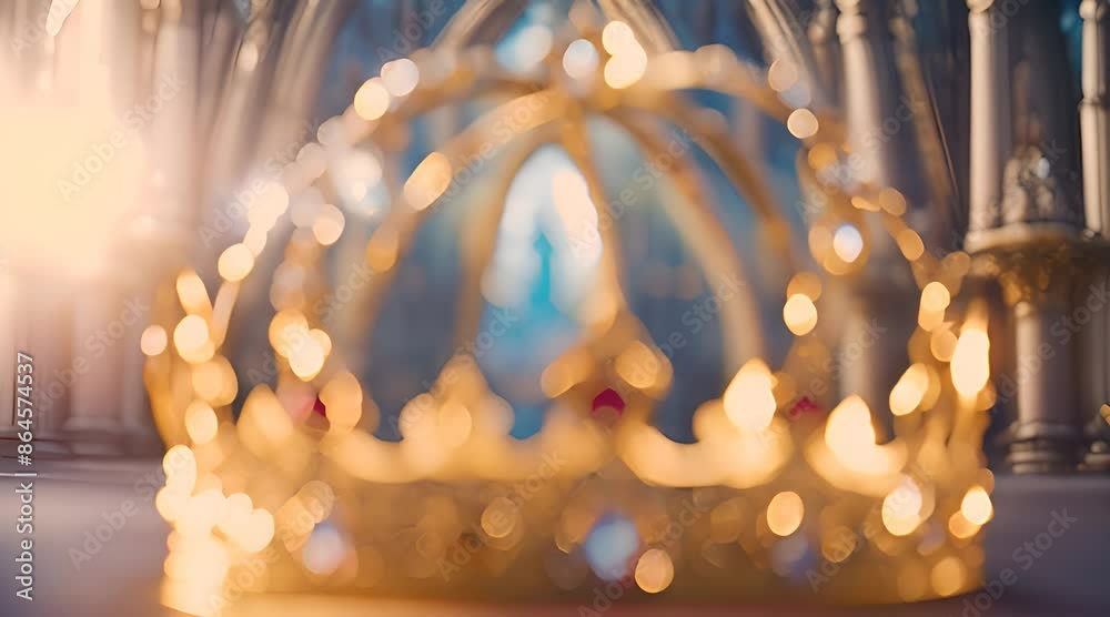 A gold royal king queen coronation crown with jewels and diamonds ...