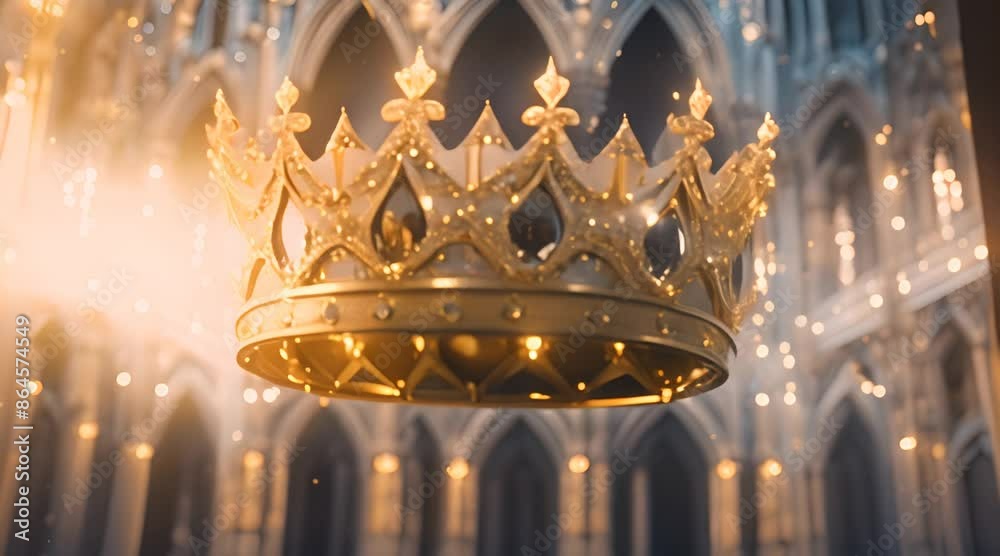 A gold royal king queen coronation crown with jewels and diamonds ...