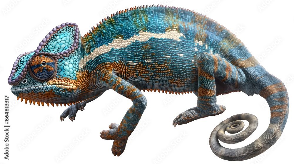 1. Render a detailed and lifelike full-body illustration of a chameleon ...