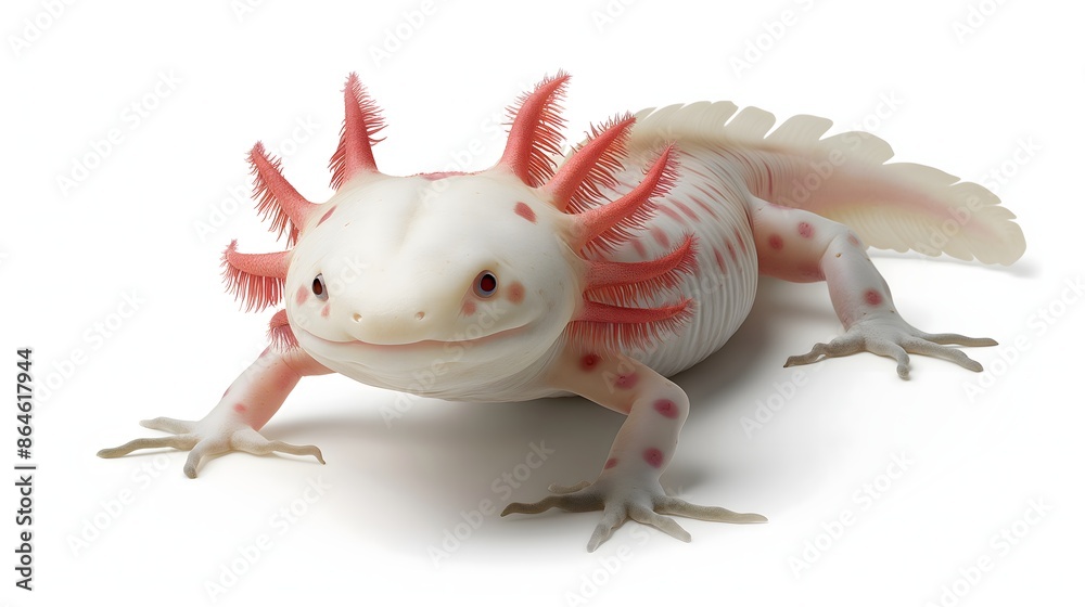 2. Create a realistic and colorful image of an axolotl in a relaxed ...