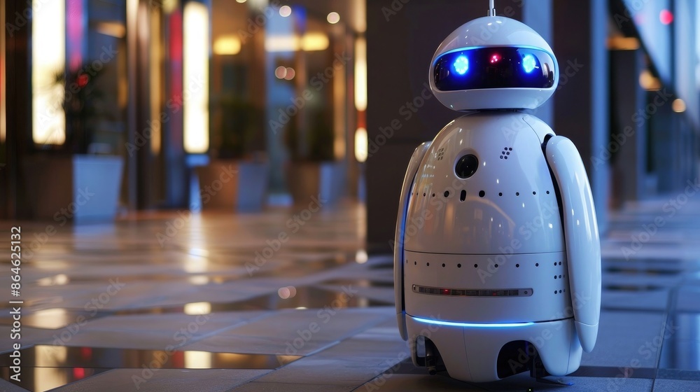 Robotic security guard in 3D, patrolling premises with advanced ...