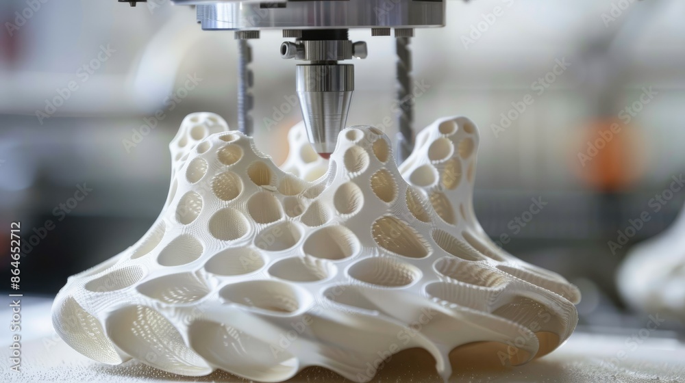 3d Printer Creating An Intricate And Complex White Object Layer By Layer A Look At The Future