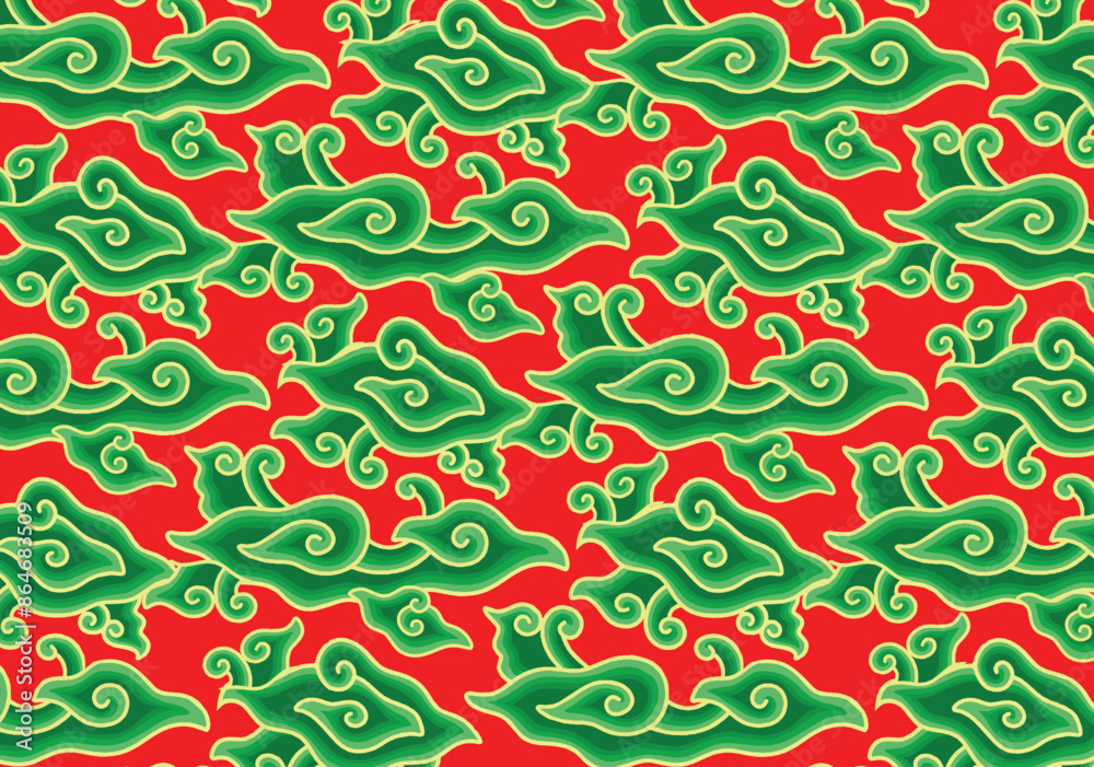 Motif Mega Mendung, batik motif typical of West Java Indonesia, curved ...