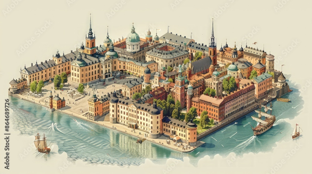layout of Stockholm during the Swedish Empire in the 17th century CE ...