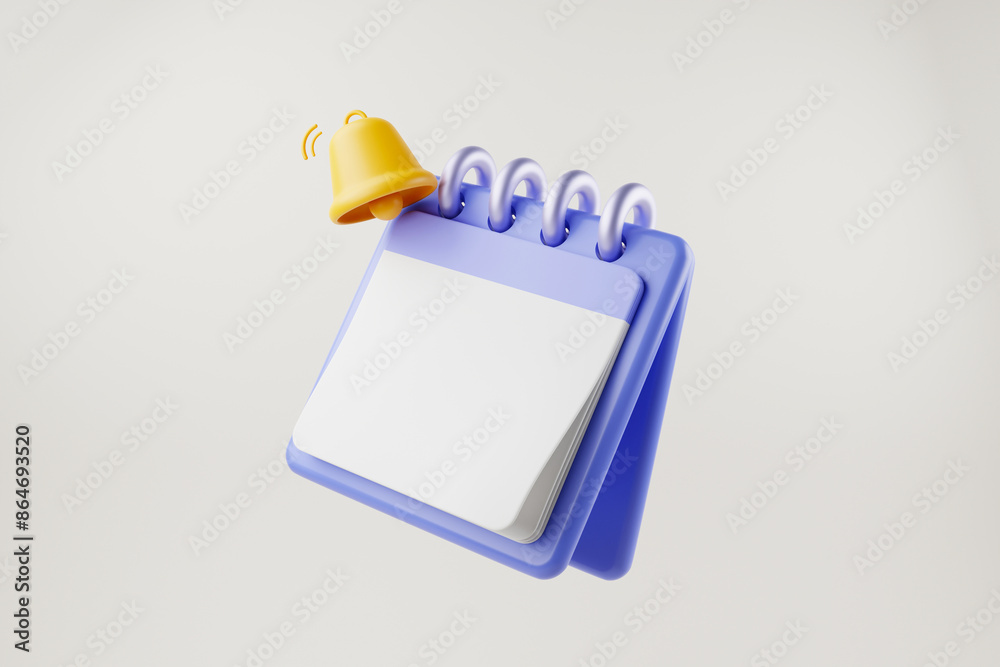 3D calendar icons mark the date and time for event meeting reminders ...