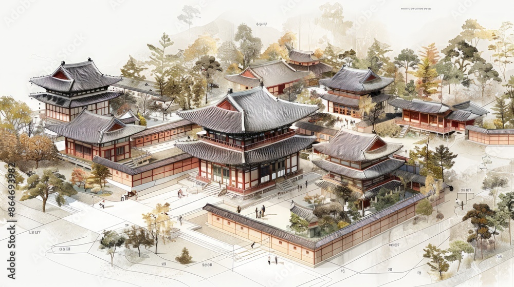 layout of Gyeongbokgung Palace in Joseon Dynasty's Seoul during the ...