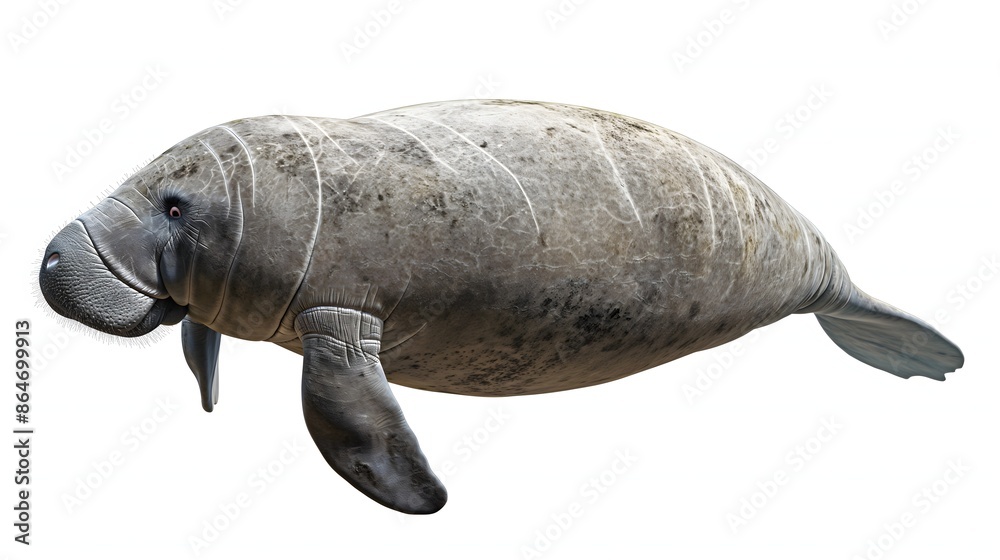 2. Produce a high-definition illustration of a manatee, featuring its ...