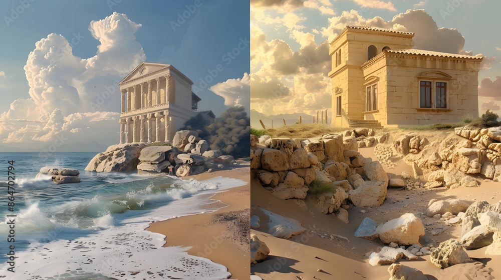 House constructed on the sand vs house constructed on a rock. Parable ...