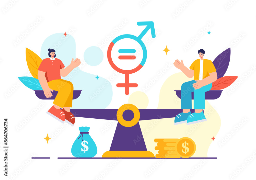 Vetor De Sexism Vector Illustration Showing Gender Inequality Between 9266