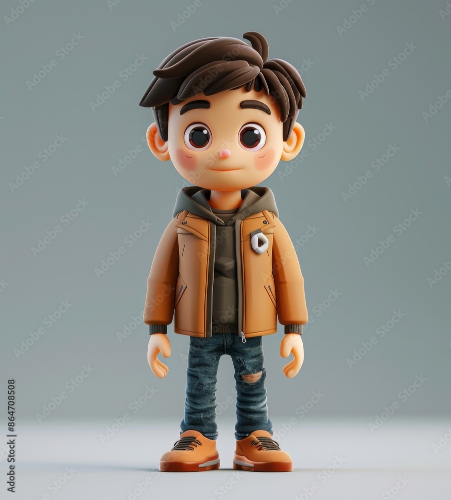 Simple 3D clay character render in chibi style, minimal details, clay ...