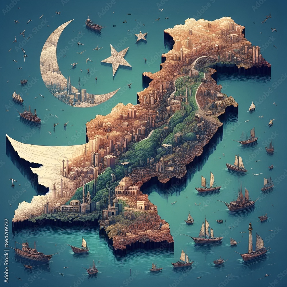 Map of Pakistan created by Karim Khan, showcasing detailed geographical ...