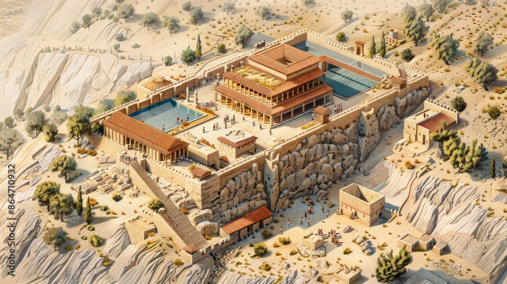 layout of Mycenae during the Mycenaean civilization in the 13th century ...