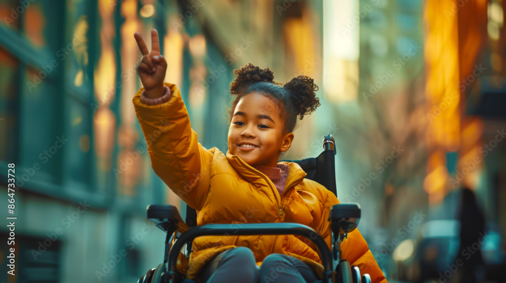 The concept of hope and positivity, when a girl, despite her physical ...