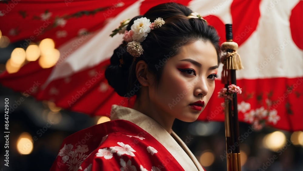 Japanese Flag with a Geisha and a Sumo Wrestler - Picture the Japanese ...