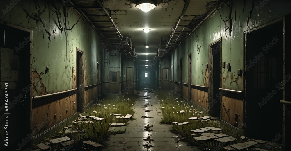abandoned building hallway hall in mental asylum hospital apartment ...