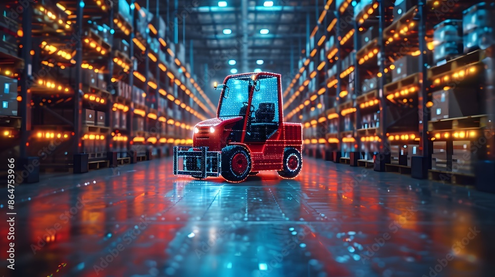 AI-powered forklift utilizing augmented reality holograms for precise ...