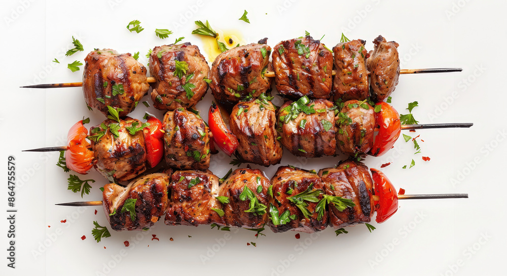 meat and vegetable kebab skewer isolated on a transparent background, generative ai Stock ...