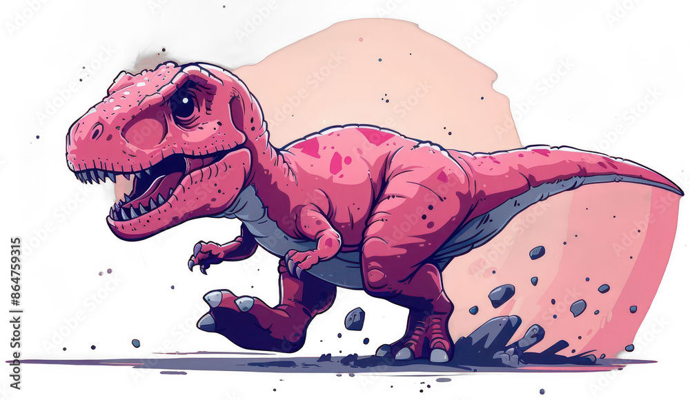 cartoon t - rex running through a field of dirt, transparent background ...