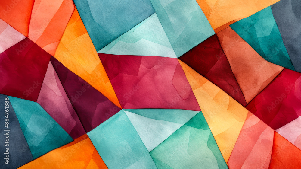 Watercolor illustration of a fragmented prism design with dazzling ...