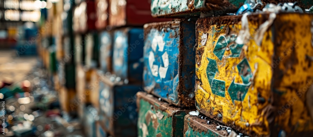 Sustainable Recycling Practices: Recycling Symbol on Compressed Waste ...