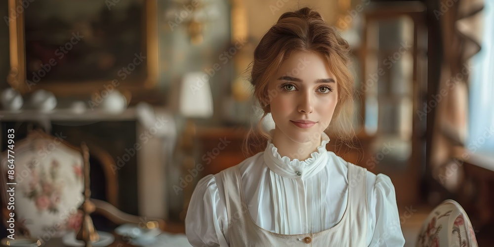 Elegant and Beautiful Portrait of a Victorian-Era Housekeeper Woman in ...