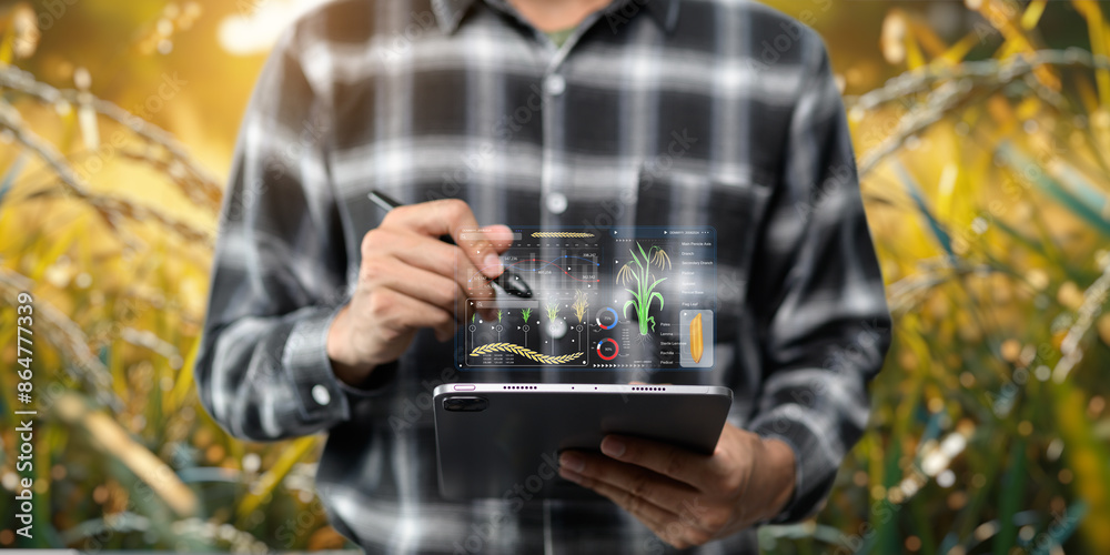 Smart Farm UI hologram system control, maintenance, displaying growth ...