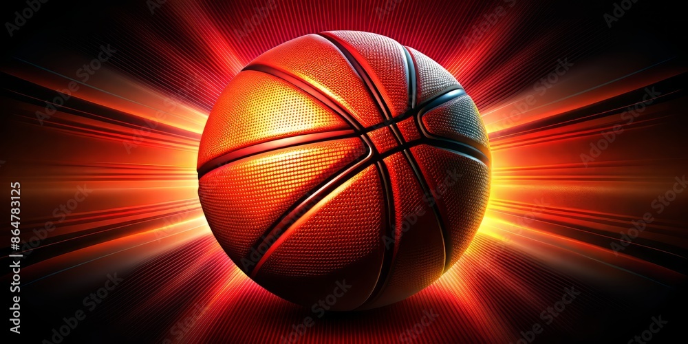 Vibrant graphic illustration of a stylized basketball on a bold black ...