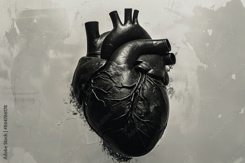 Anatomic black heart, medical and anatomical illustration Stock ...