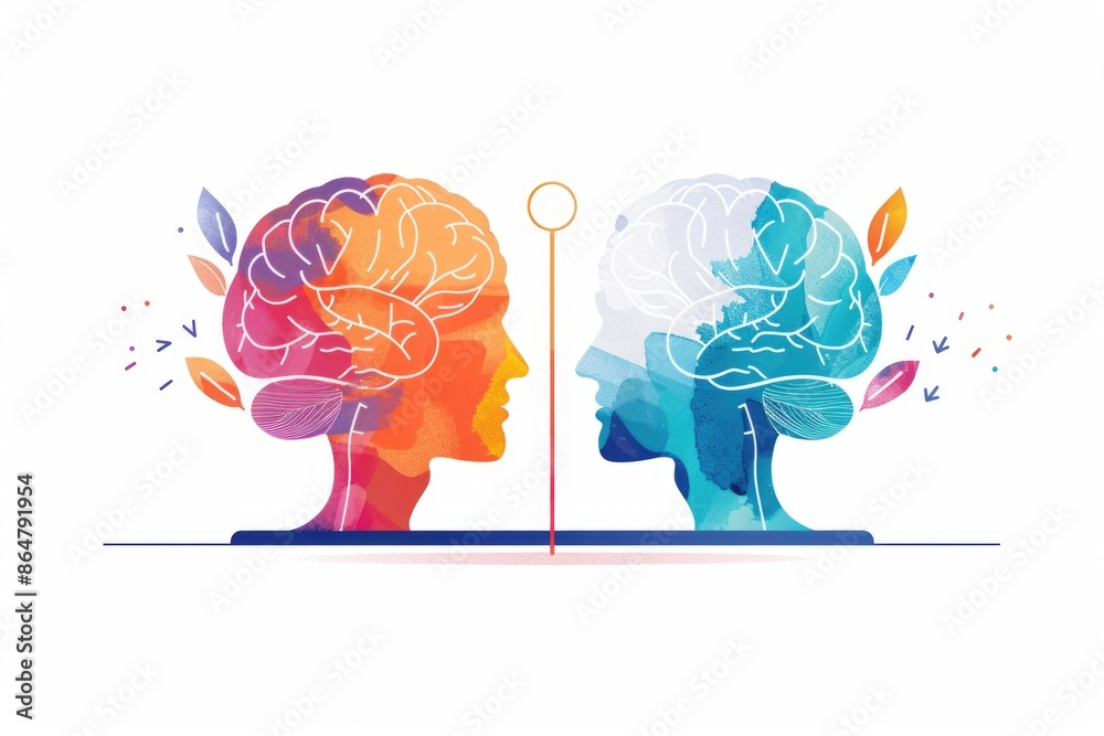 Two heads with a key in between them. The key is a symbol of the ...