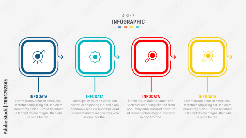 Three Step Infographic label design Vector template with line icons ...