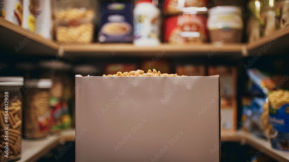Blank Label Cereal Box: A cereal box with no label in a kitchen pantry ...