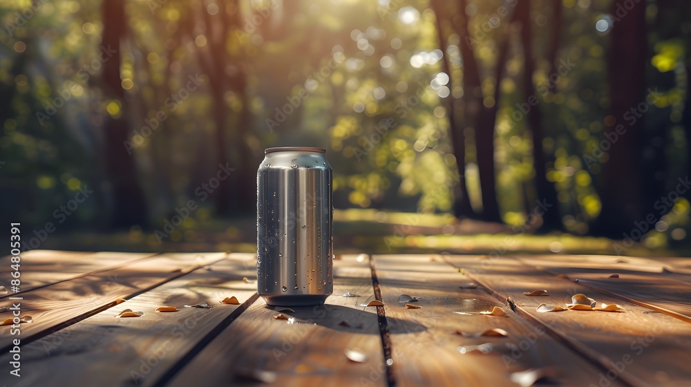 Blank Label Soda Can: A soda can with no label on a picnic table. Stock ...