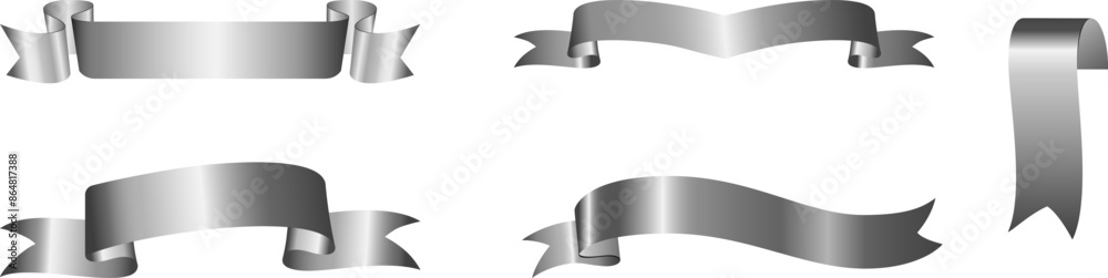 Silver award ribbon banners for text. Blank Silver award Ribbon ...