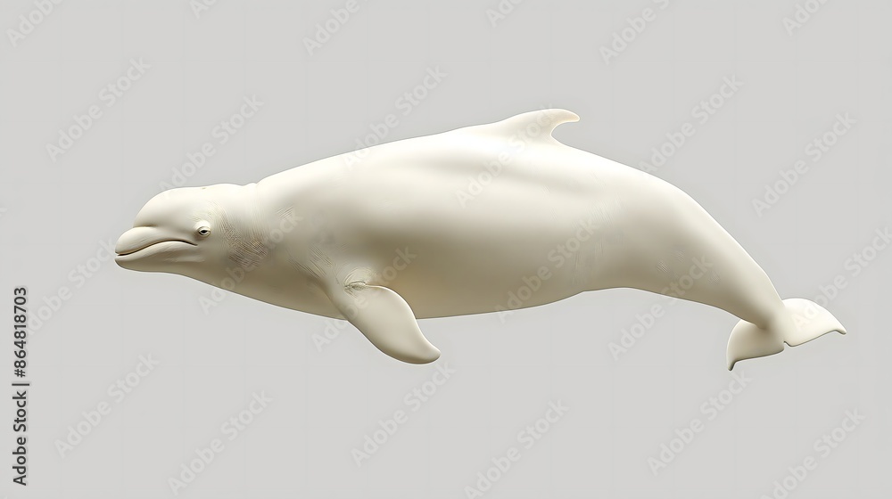 1. Create a detailed, transparent-background image of a beluga whale in ...