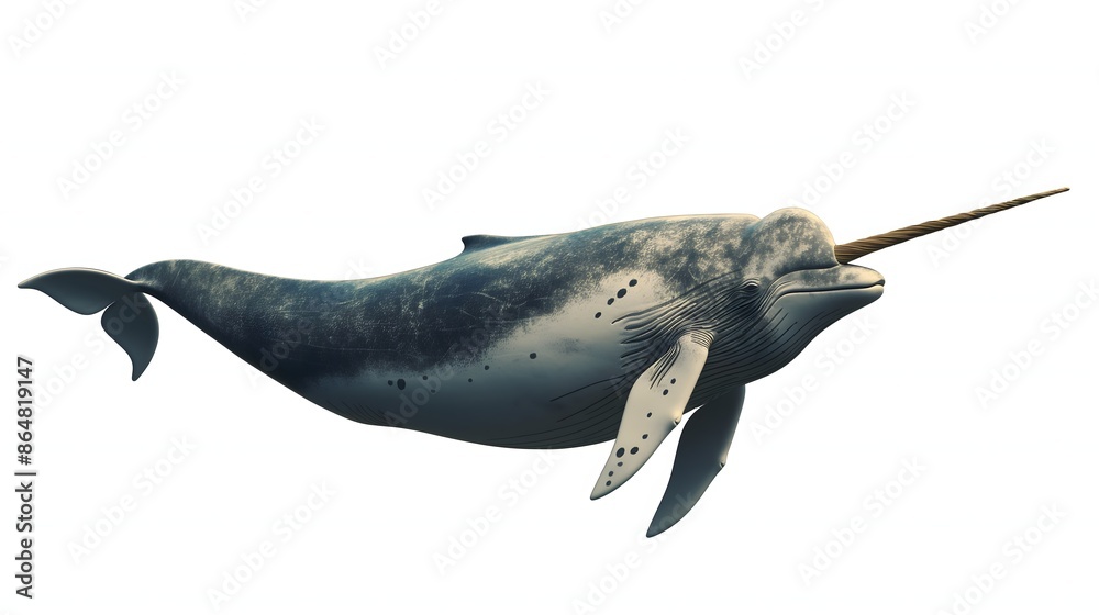 1. Generate a high-resolution image of a narwhal in full body, isolated ...