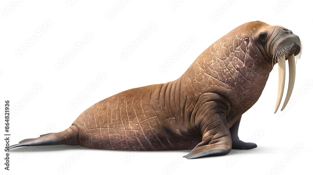 3. Produce a transparent-background illustration of a walrus, capturing ...