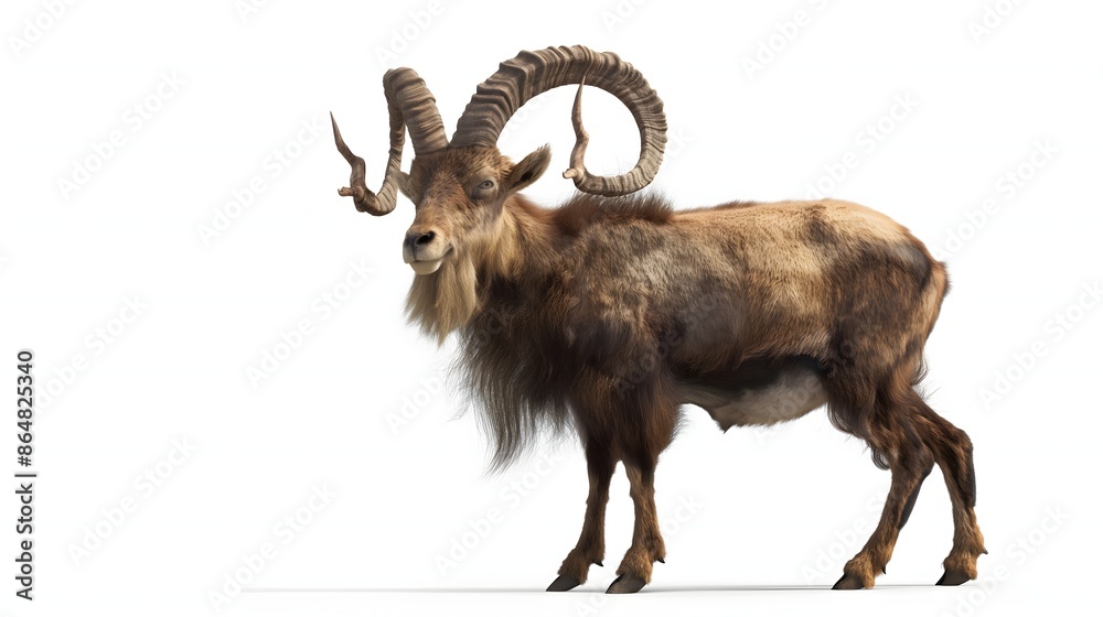 1. Generate a transparent-background image of a markhor in full body ...